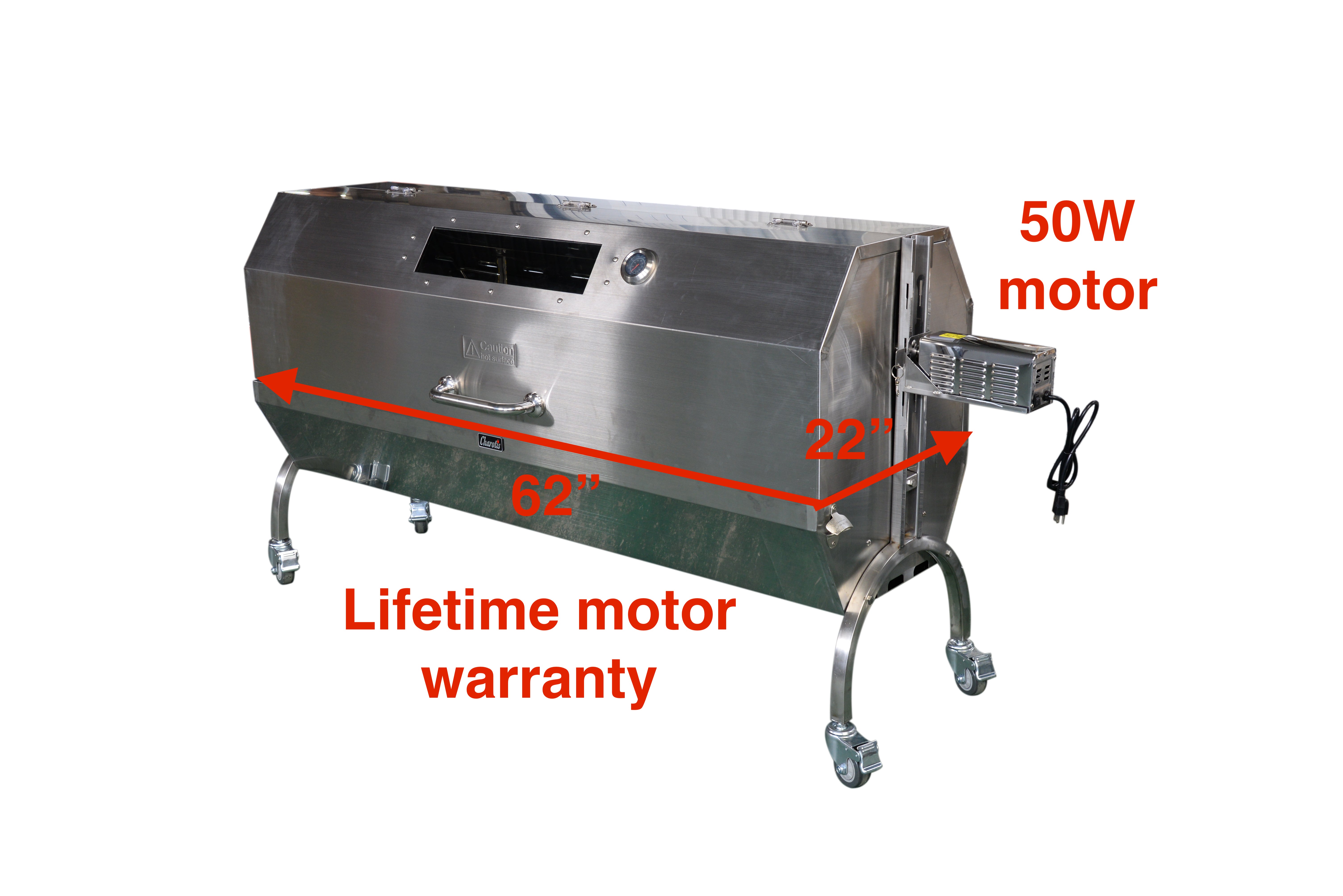 62" Charcoal Pig, lamb, hog roaster/ rotisserie-- Model SSH1-XL-50W Mo